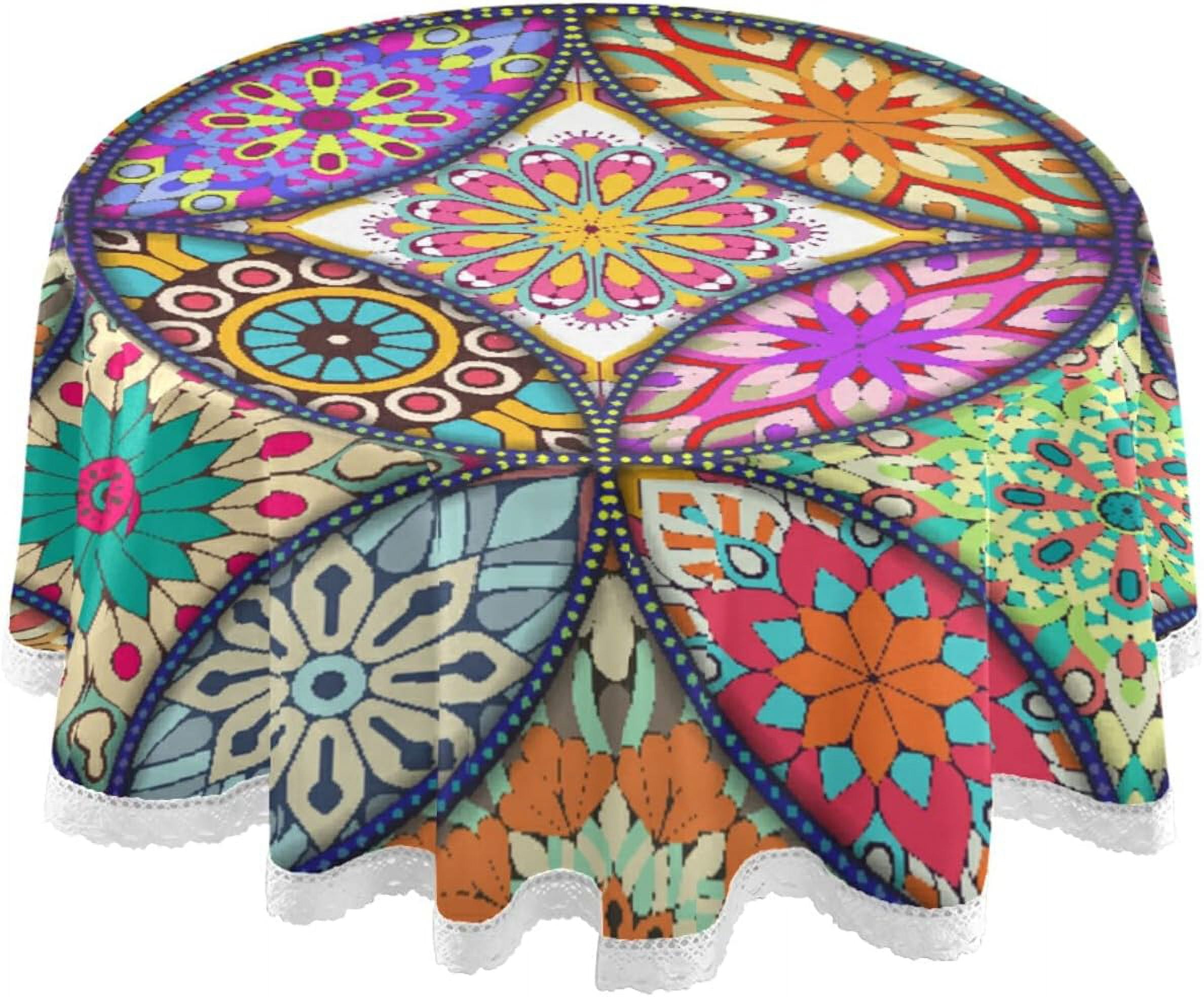 Dreamtimes Boho Mandala Native Round Tablecloth 60", Table Cover Water ...