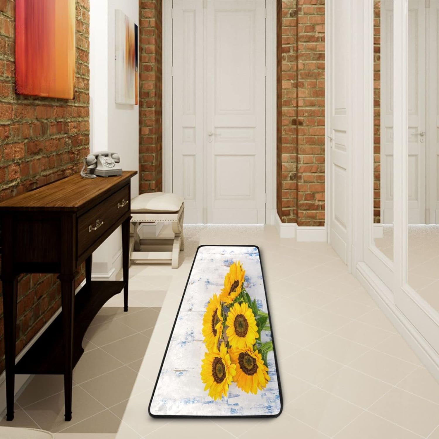 Dreamtimes Bouquet Sunflowers Hallway Runner Rug 2'x6' Kitchen Rug with ...