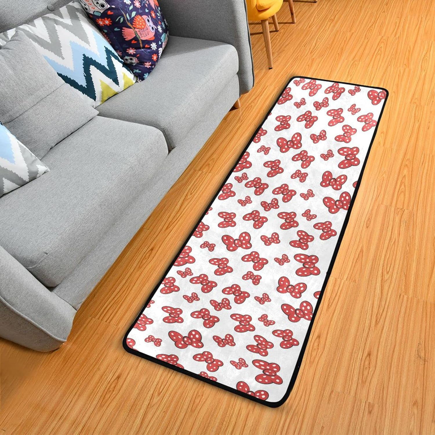 Dreamtimes Bow Red Butterfly Hallway Runner Rug 2'x6' Kitchen Rug with ...