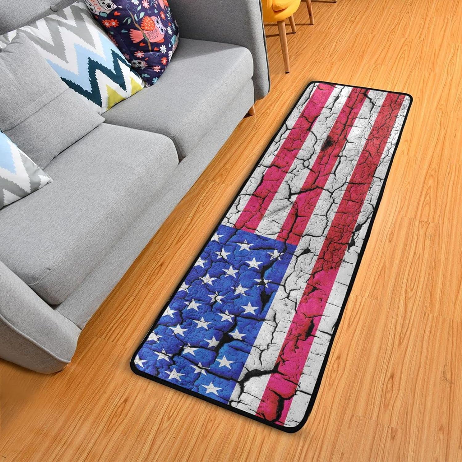 Dreamtimes Brick USA American Flag Hallway Runner Rug 2'x6' Kitchen Rug ...