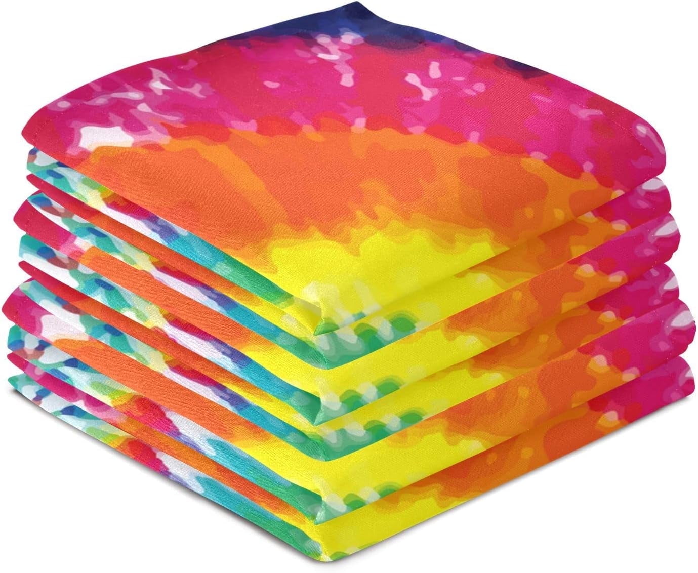 Dreamtimes Bright Colored Tie Dye Kitchen Towels Set of 6 Dishcloths ...