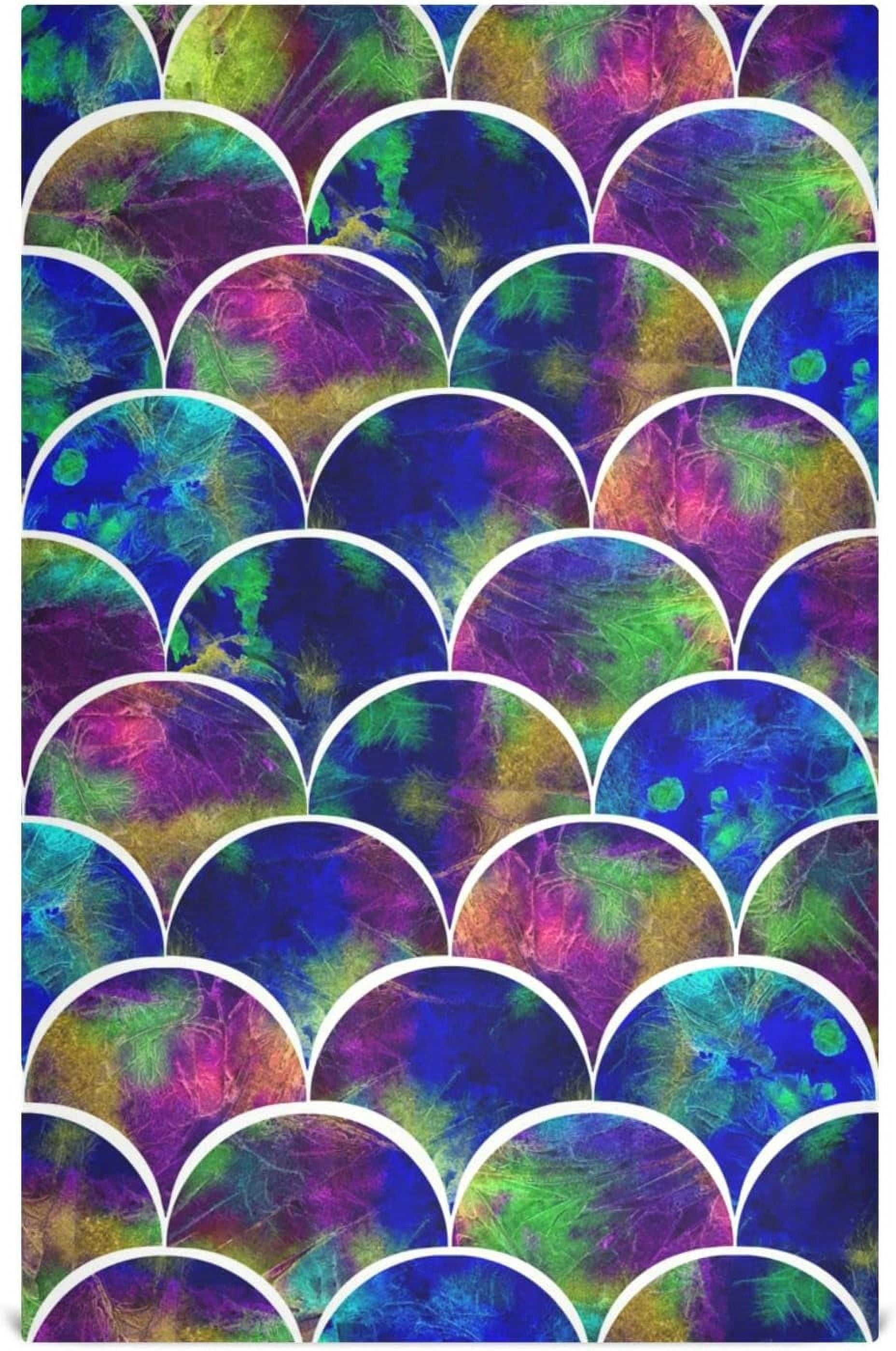 Dreamtimes Bright Mermaid Scales Kitchen Towels Set of 1 Dishcloths ...