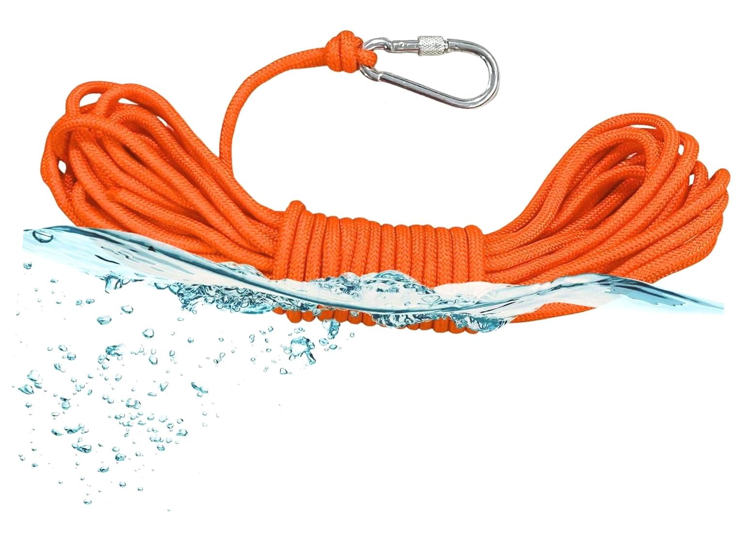 Dreamtimes Buoyant Line 1/4" X 32.8' Polypropylene Mooring Rope for Kayak Canoe Towing with Hook ...