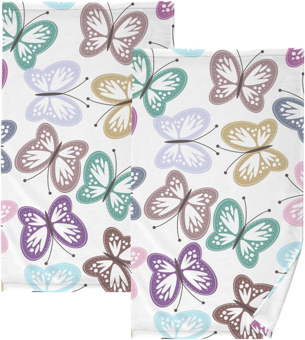 Dreamtimes Butterfly Cotton Hand Towels Set of 2 Absorbent Bath Towel ...