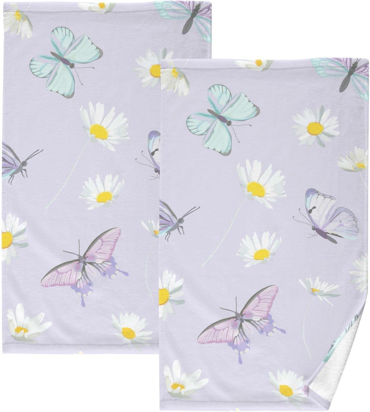 Dreamtimes Butterfly Cotton Hand Towels Set of 2 Absorbent Bath Towel ...
