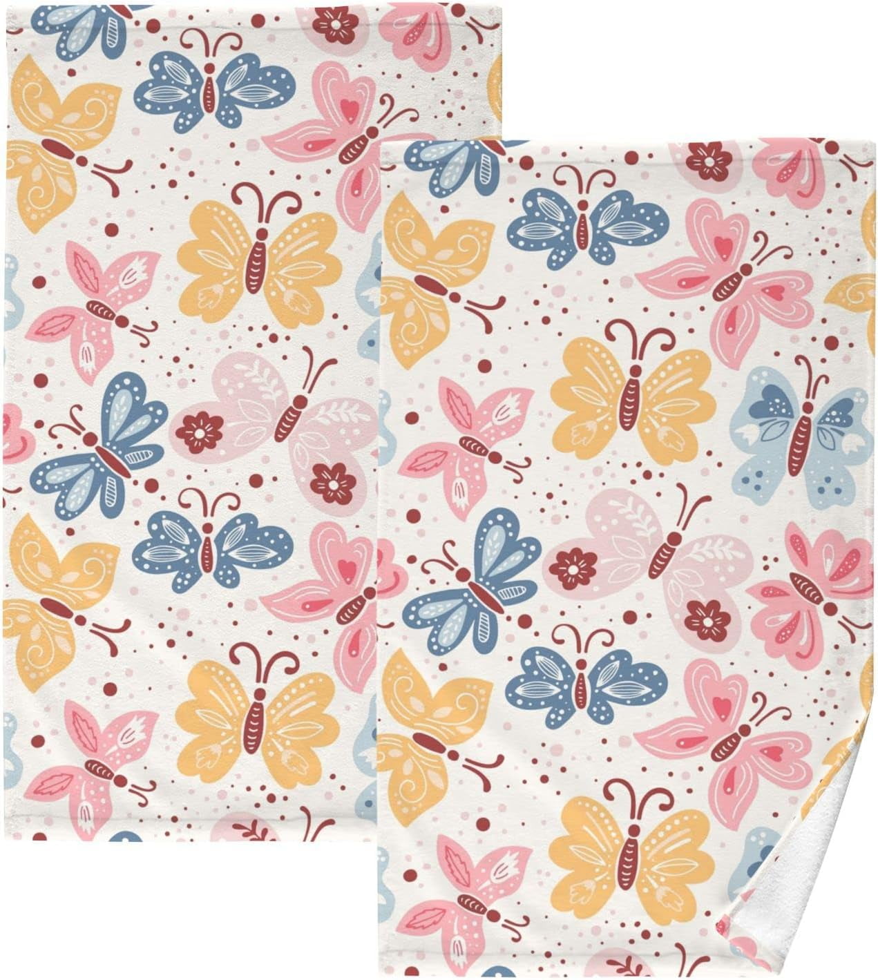 Dreamtimes Butterfly Cotton Hand Towels Set of 2 Absorbent Bath Towel ...