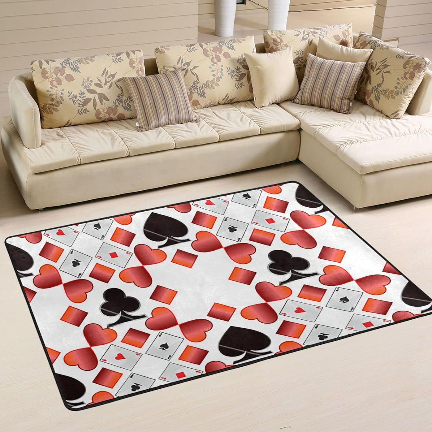 Dreamtimes Card Poker Area Rug 72x48in Abstract Spades Hearts Floor ...