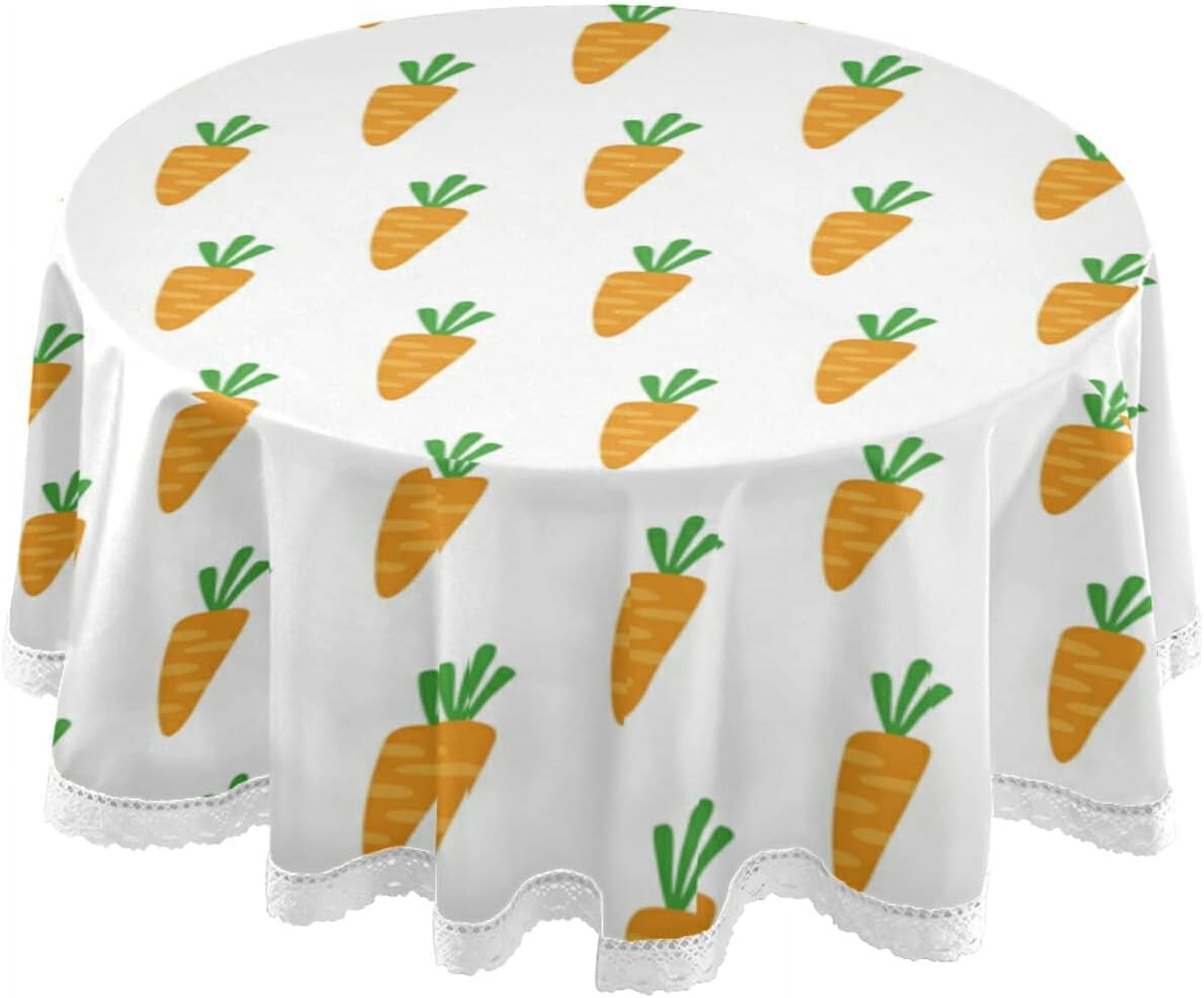 Dreamtimes Carrot White Round Tablecloth 60", Table Cover Water ...