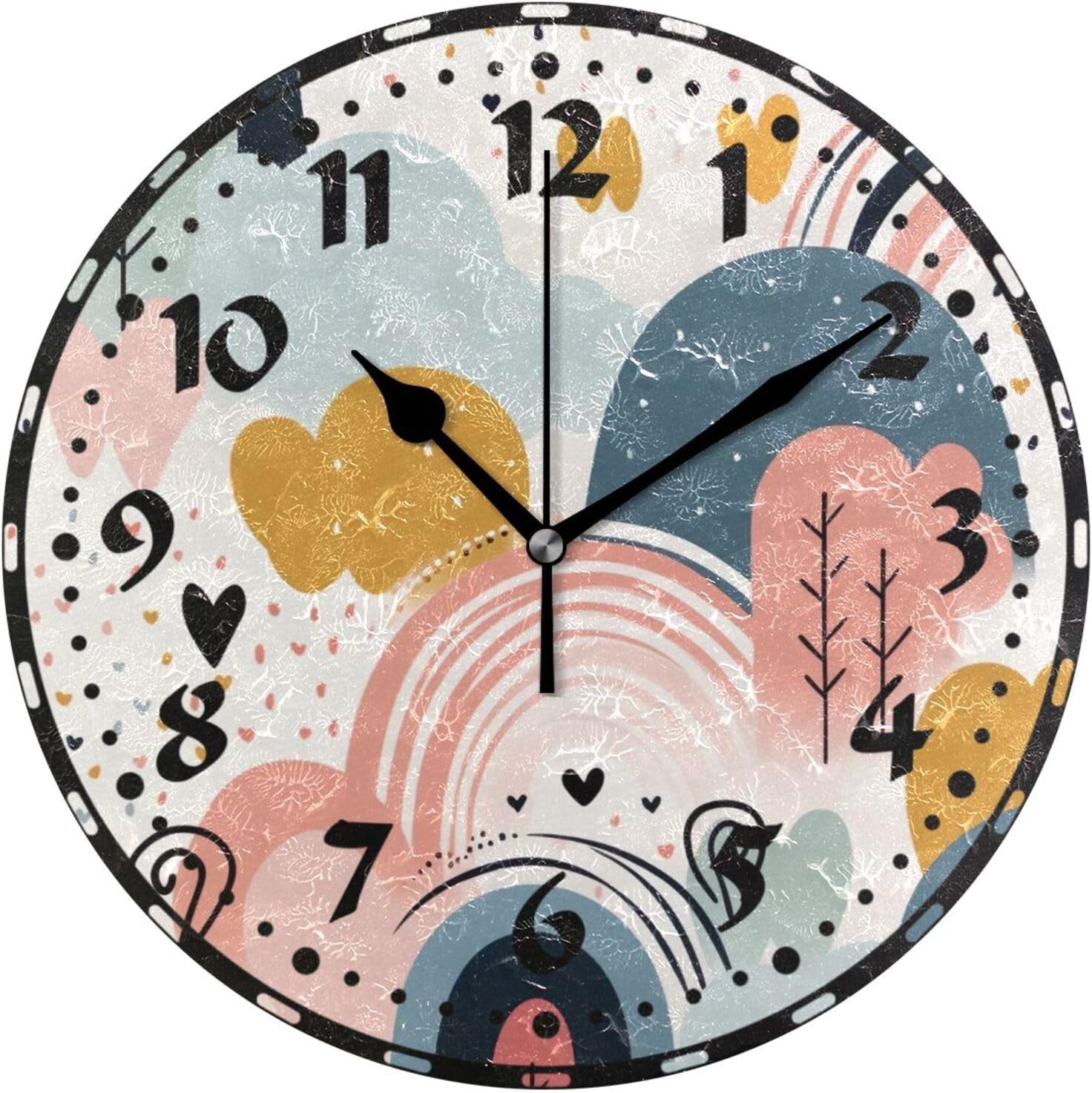 Dreamtimes Cartoon Clouds Wall Clock, Silent Non Ticking 10 Inch ...