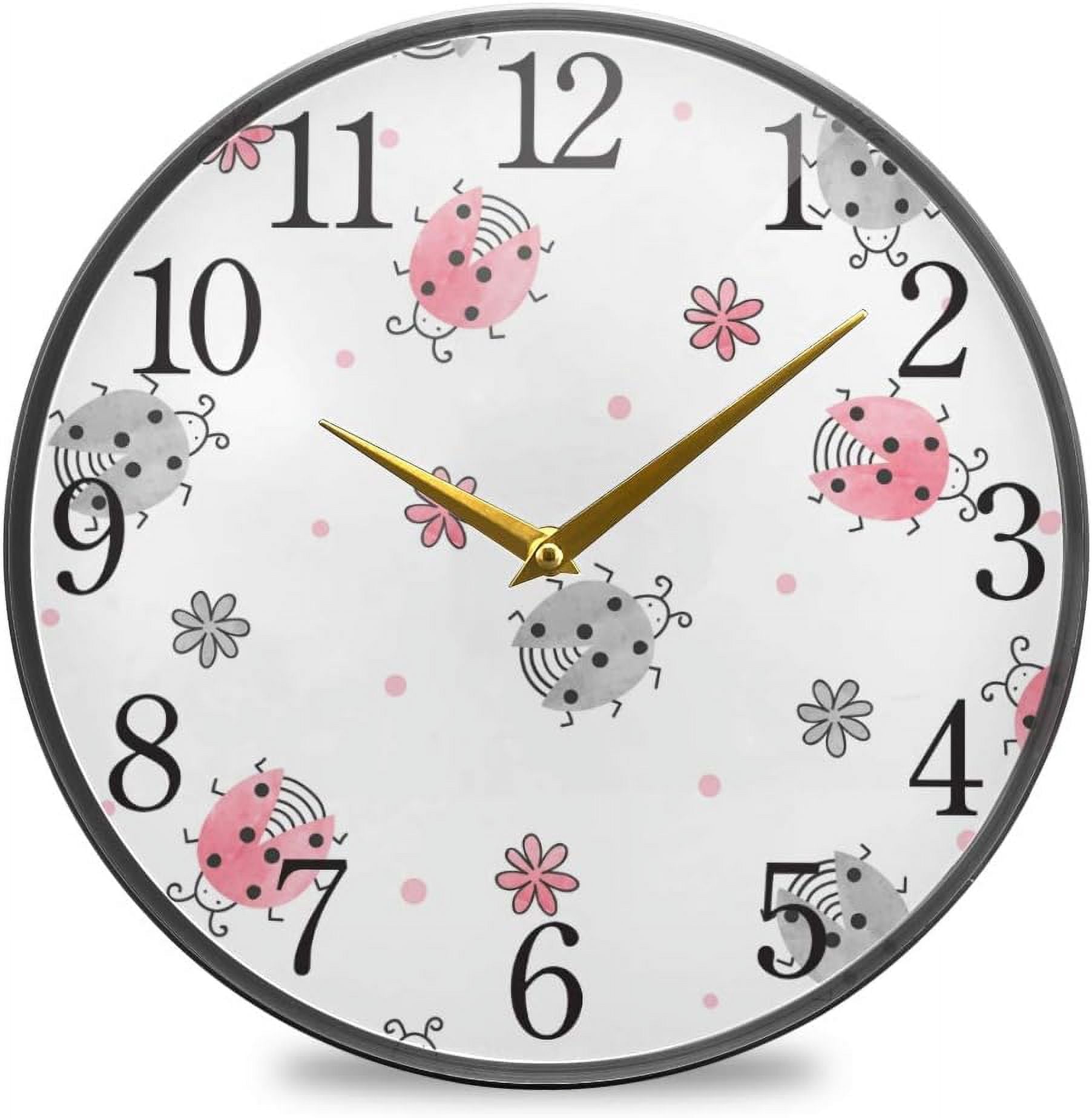 Dreamtimes Cartoon Ladybugs Pattern Wall Clock Silent Non Ticking 10 ...