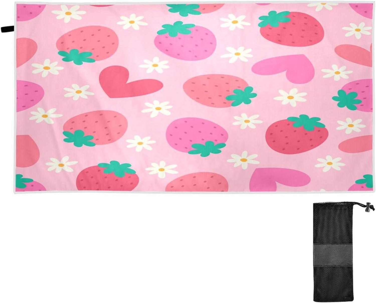 Dreamtimes Cartoon Love Strawberry Beach Towel,Absorbent Quick Dry ...