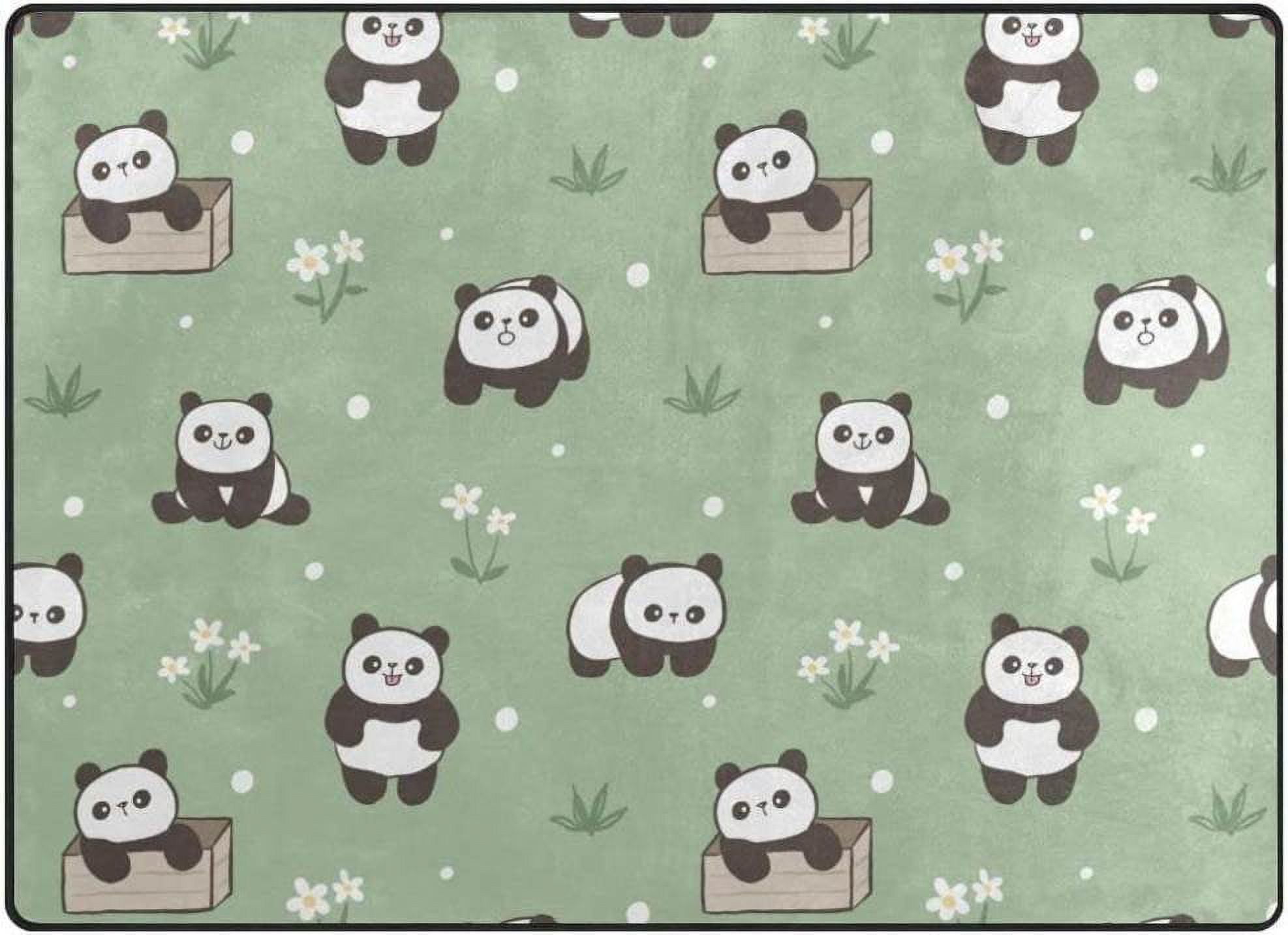 Dreamtimes Cartoon Panda and Flower Area Rug, 4'x5' Pet & Child ...