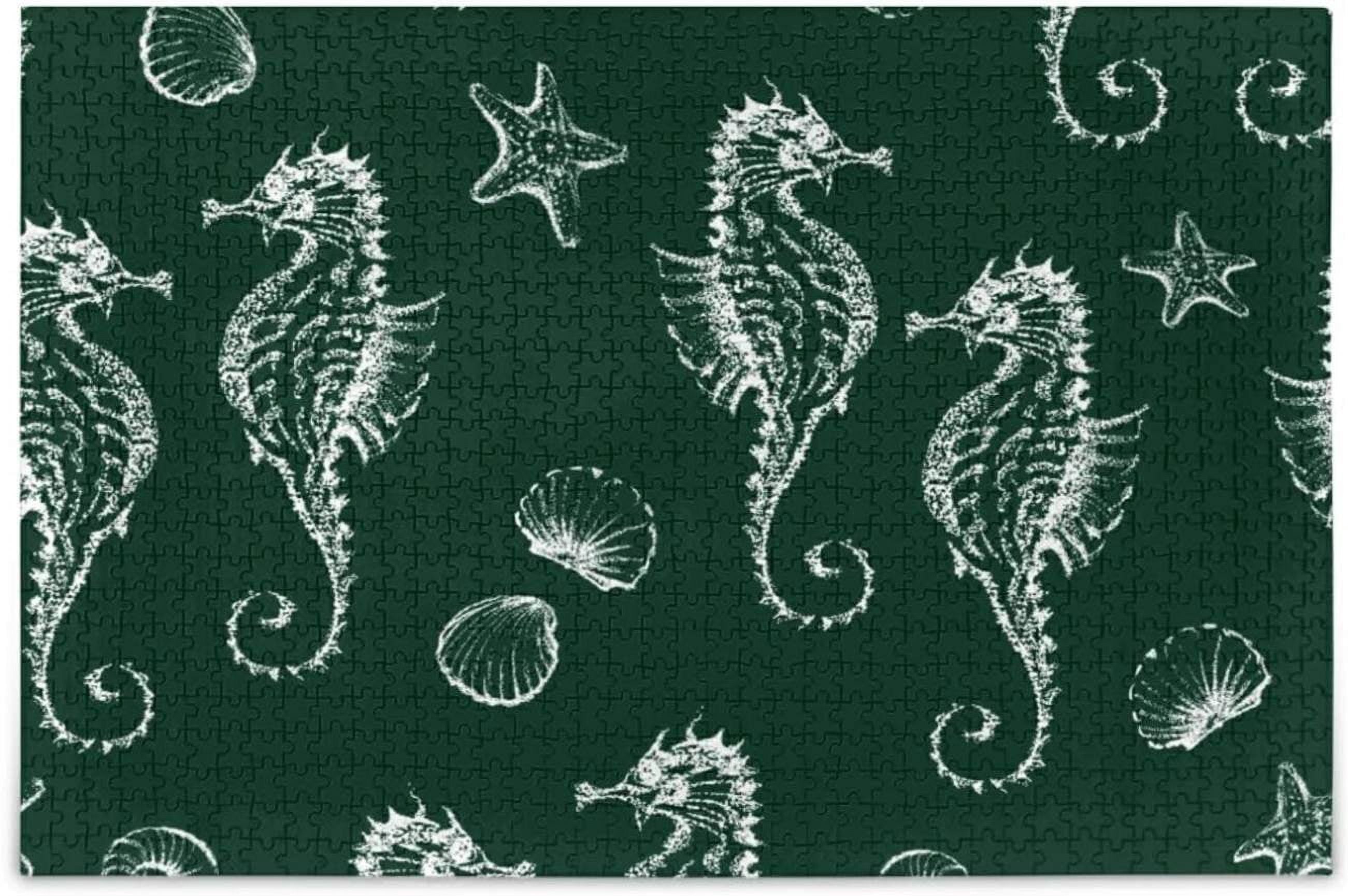 Dreamtimes Cartoon Seahorse Green Jigsaw Puzzles for Adults 500 Pieces ...