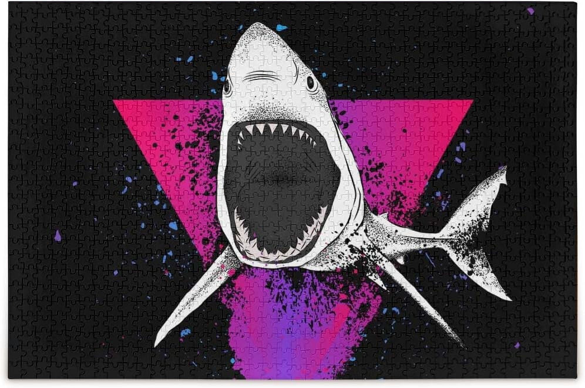 Dreamtimes Cartoon Shark in Pink Triangle with Paint Splash On Black ...