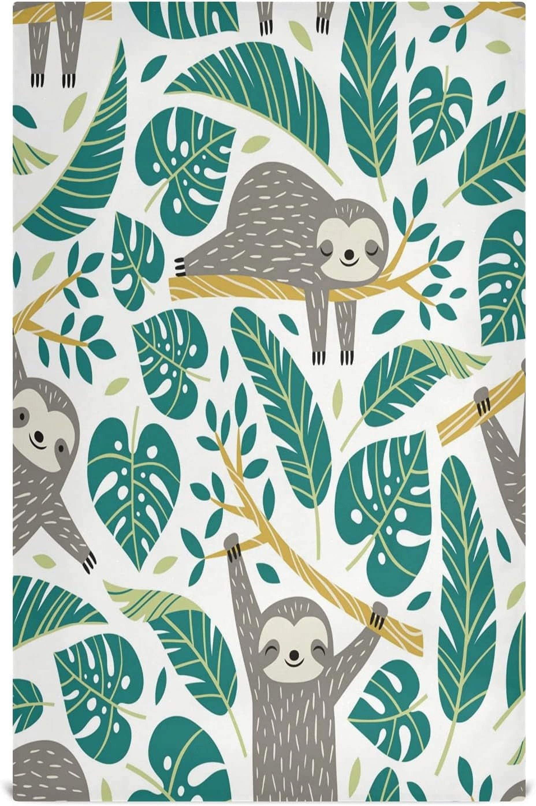 Dreamtimes Cartoon Sloth Palm Leaves Summer Kitchen Towels Dish Bar Tea ...