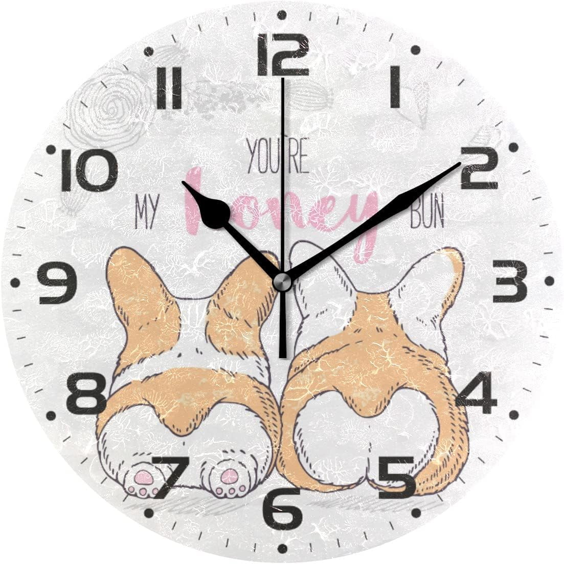 Dreamtimes Cartoon Welsh Corgi Dog Wall Clock, 10 Inch Silent Non ...