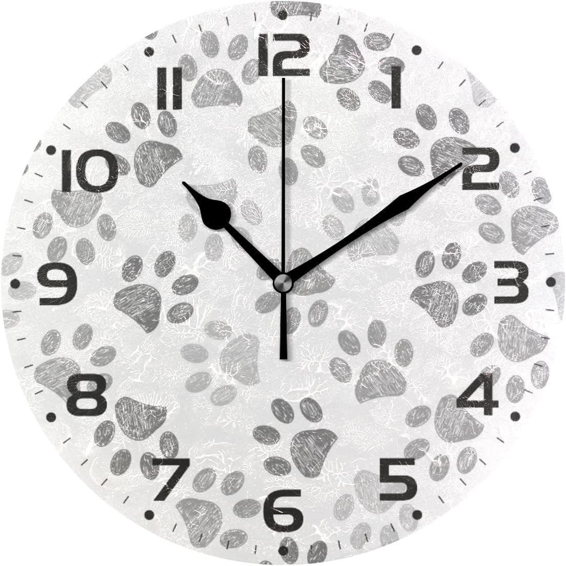 Dreamtimes Cat Paw Dog Paw Wall Clock, 10 Inch Silent Non Ticking Round ...