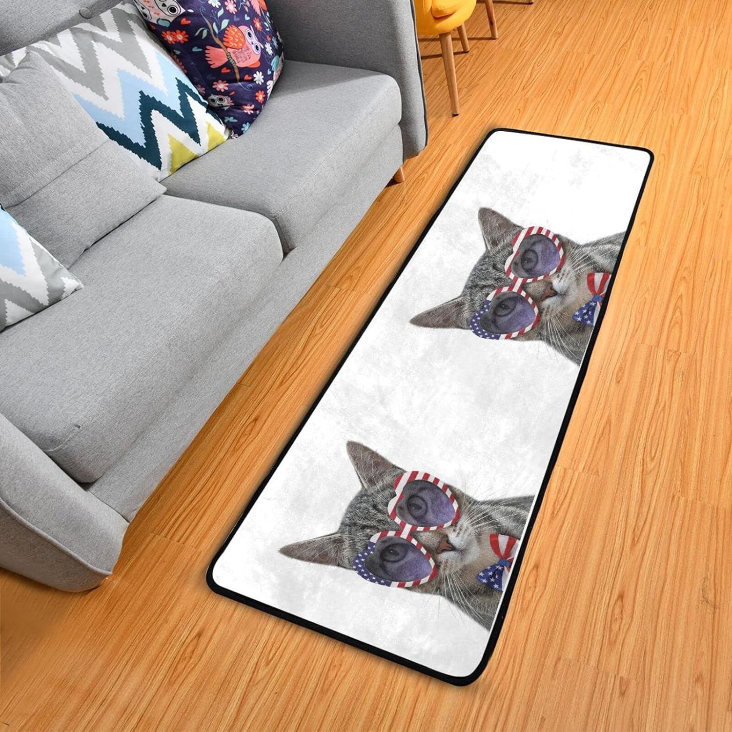 Dreamtimes Cat USA Memorial Day Hallway Runner Rug 2'x6' Kitchen Rug ...