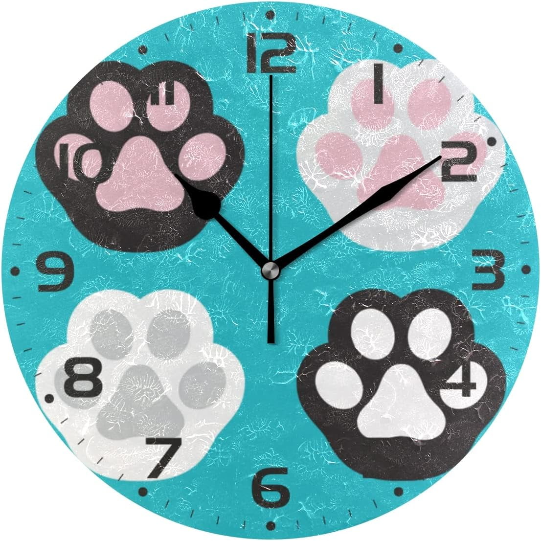 Dreamtimes Cat's Claws Wall Clock, 10 Inch Silent Non Ticking Round ...