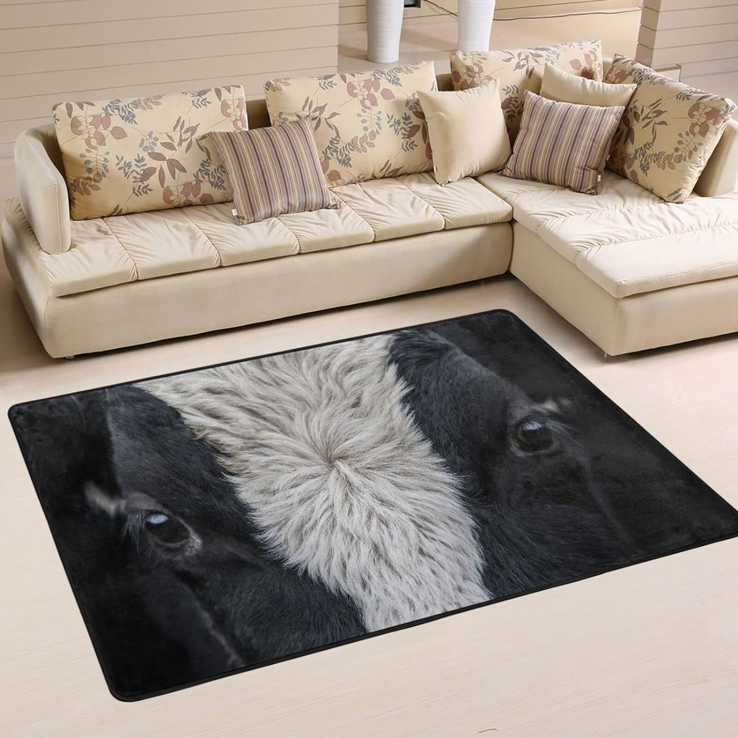 Dreamtimes Cattle Head Cow Non-Slip Area Rug Farm Animal Floor Carpet ...