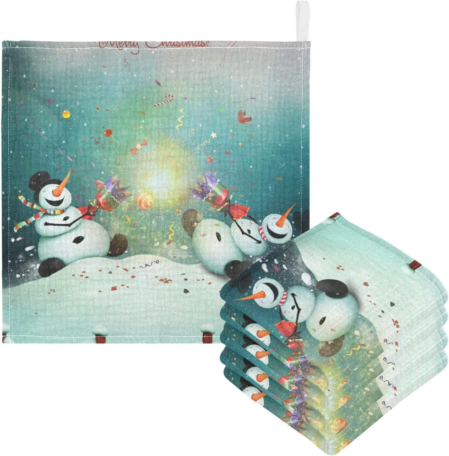 Dreamtimes Cheerful Snowman Christmas Baby Muslin Washcloths Face Towel ...