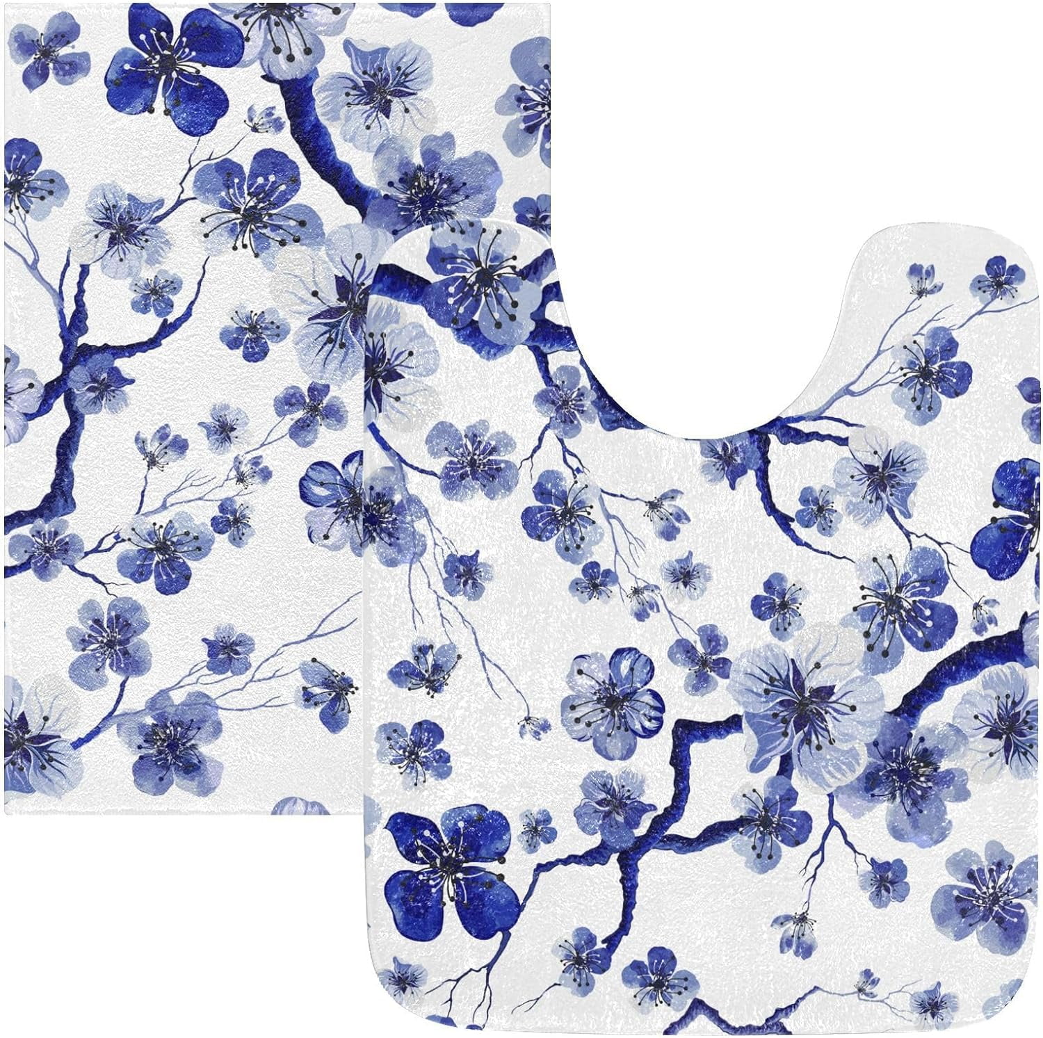 Dreamtimes Cherry Blossom Chinese Watercolor Flowers Bath Mat for ...