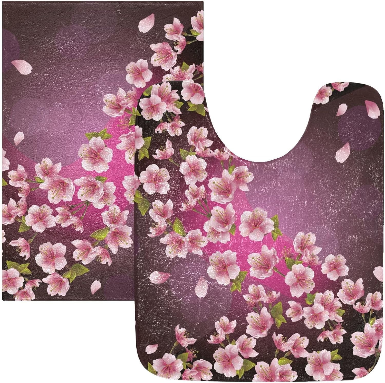 Dreamtimes Cherry Blossom Sakura Bath Mat for Bathroom Shower U Shape ...