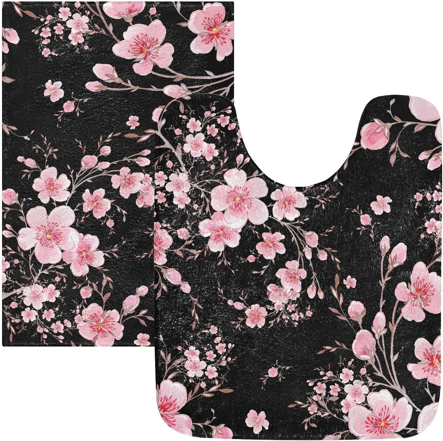 Dreamtimes Cherry Blossom Sakura Floral Bath Mat for Bathroom Shower U ...