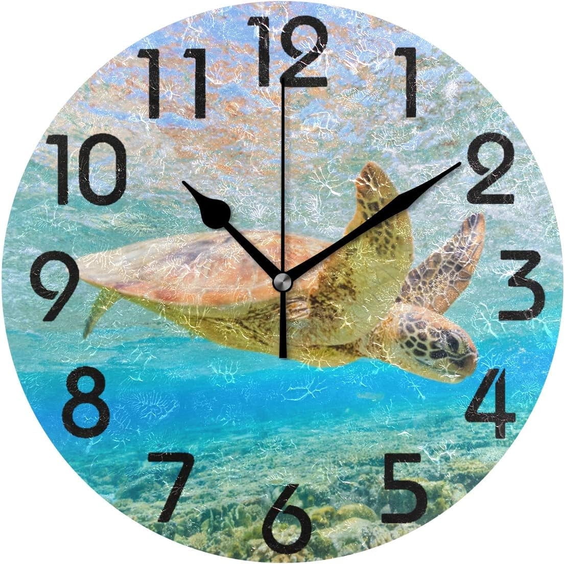 Dreamtimes Chic 3D Underwater Ocean Swimming Sea Turtle Print Round ...