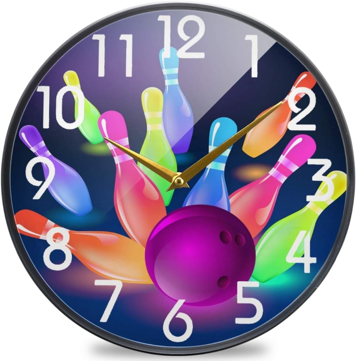 Dreamtimes Chic Rainbow Colors Bowling Balls Round Wall Clock, 12 Inch ...