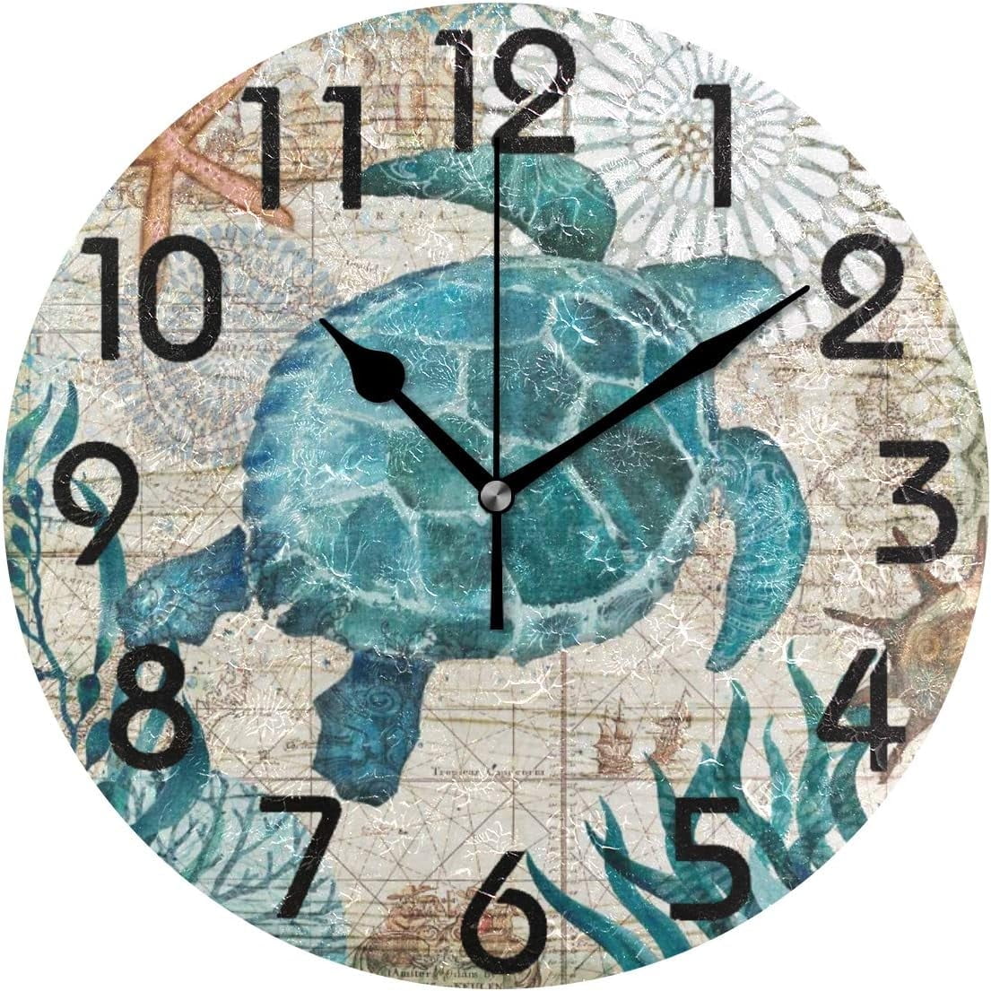 Dreamtimes Chic Vintage Nautical Sea Turtle Starfish Old Map Round Wall ...