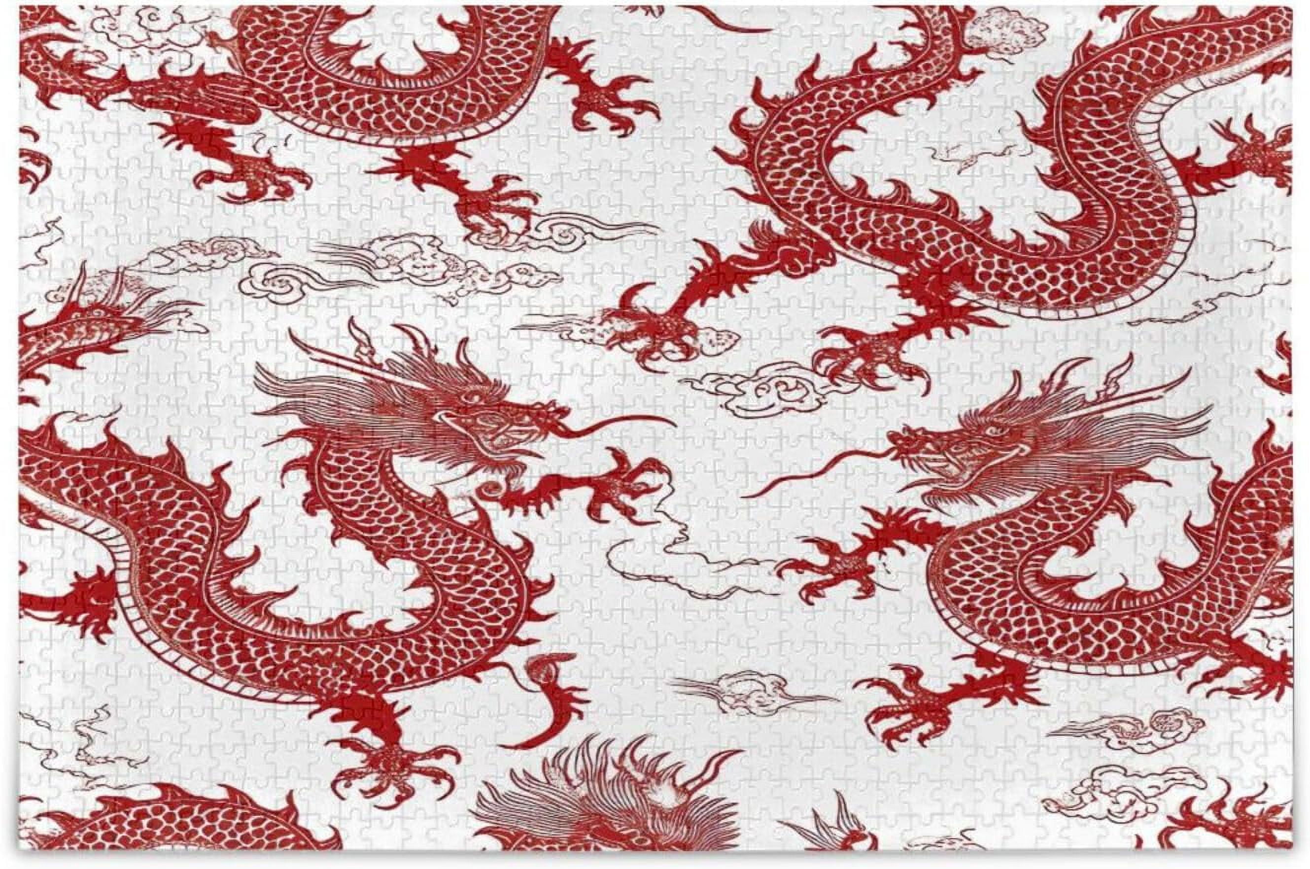 Dreamtimes Chinese Red Dragon Puzzle 1000 Pieces - Wooden Jigsaw ...