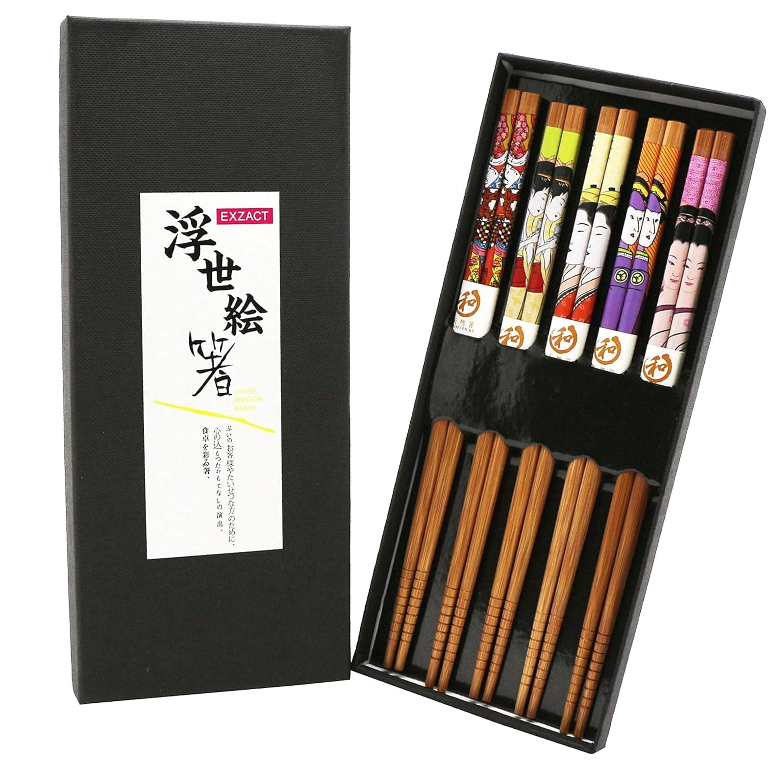 Dreamtimes Chopsticks Set 5 Pairs, Natural Wood Chopsticks in an Box ...