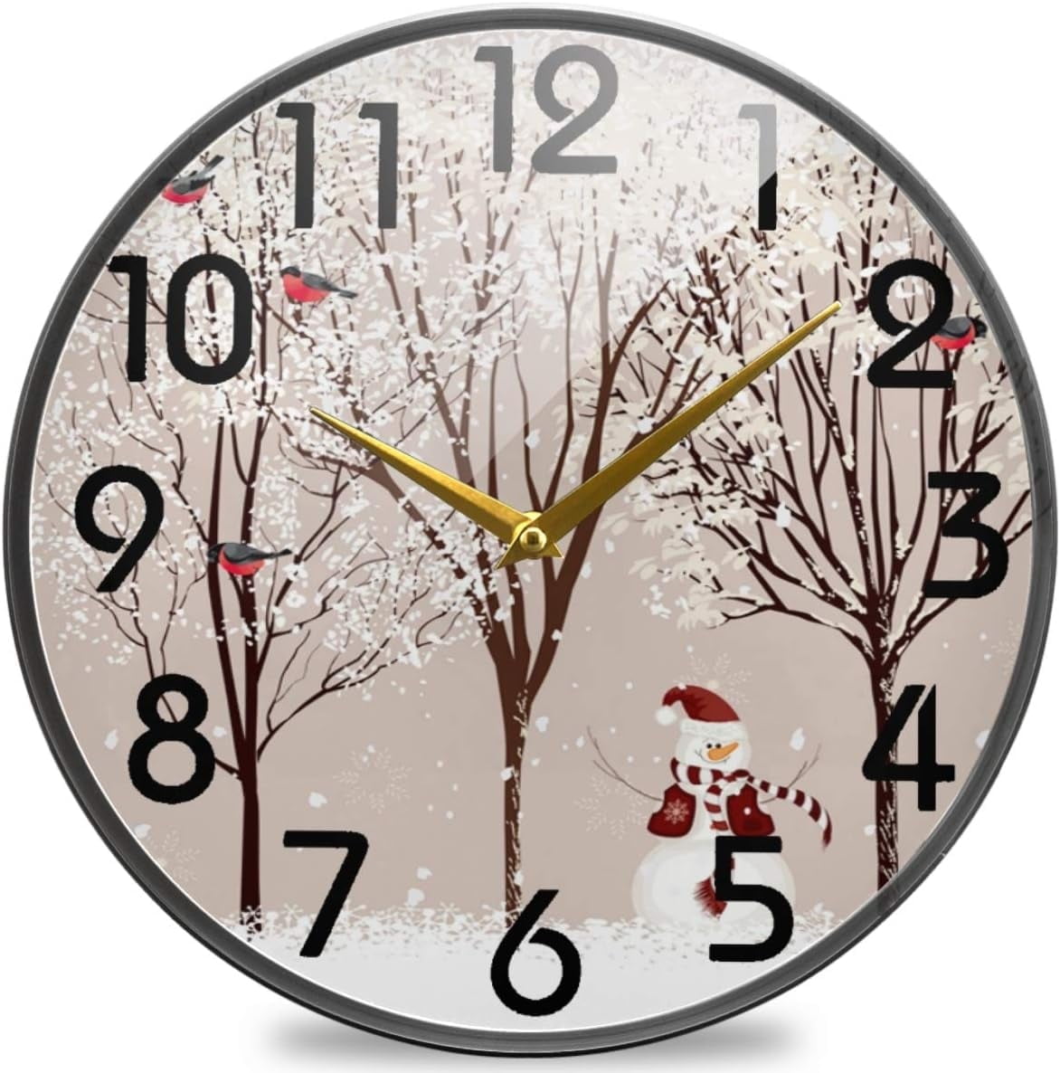 Dreamtimes Christmas Birch Tree Cardinals Snowman Print Round Wall ...