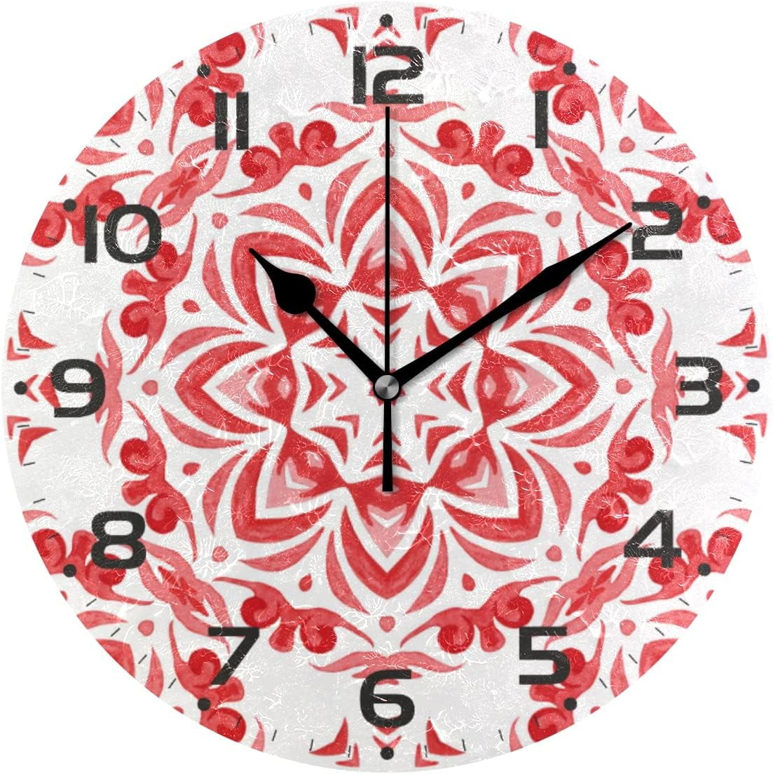 Dreamtimes Christmas Damask Wall Clock, 10 Inch Silent Non Ticking ...