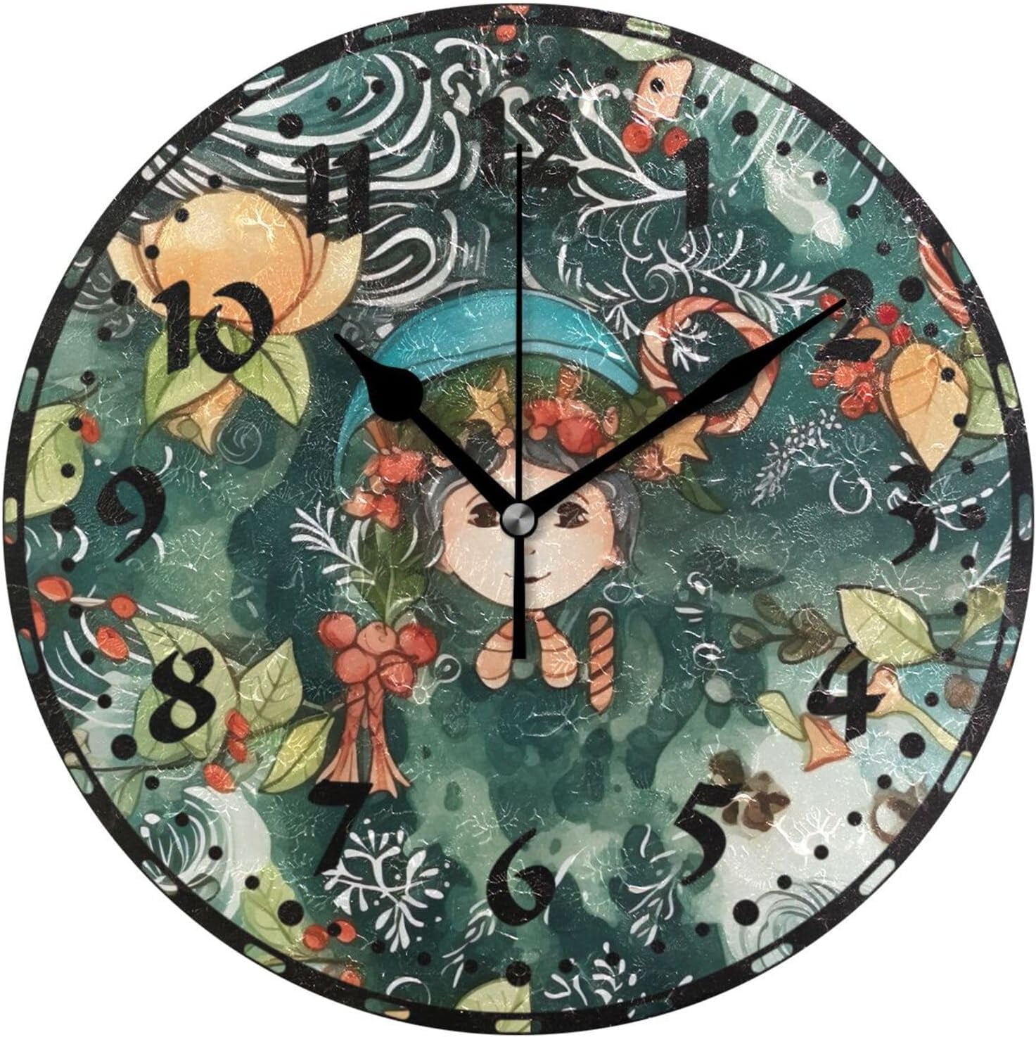 Dreamtimes Christmas Elf Wall Clock, Silent Non Ticking 10 Inch Battery ...