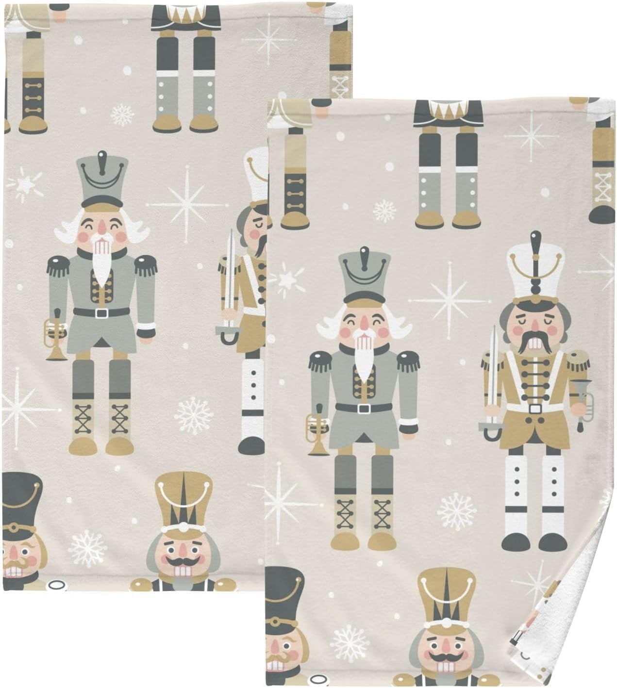 Dreamtimes Christmas Nutcrackers Beige Hand Towels, 2 PCS Pack 16 x 28 ...