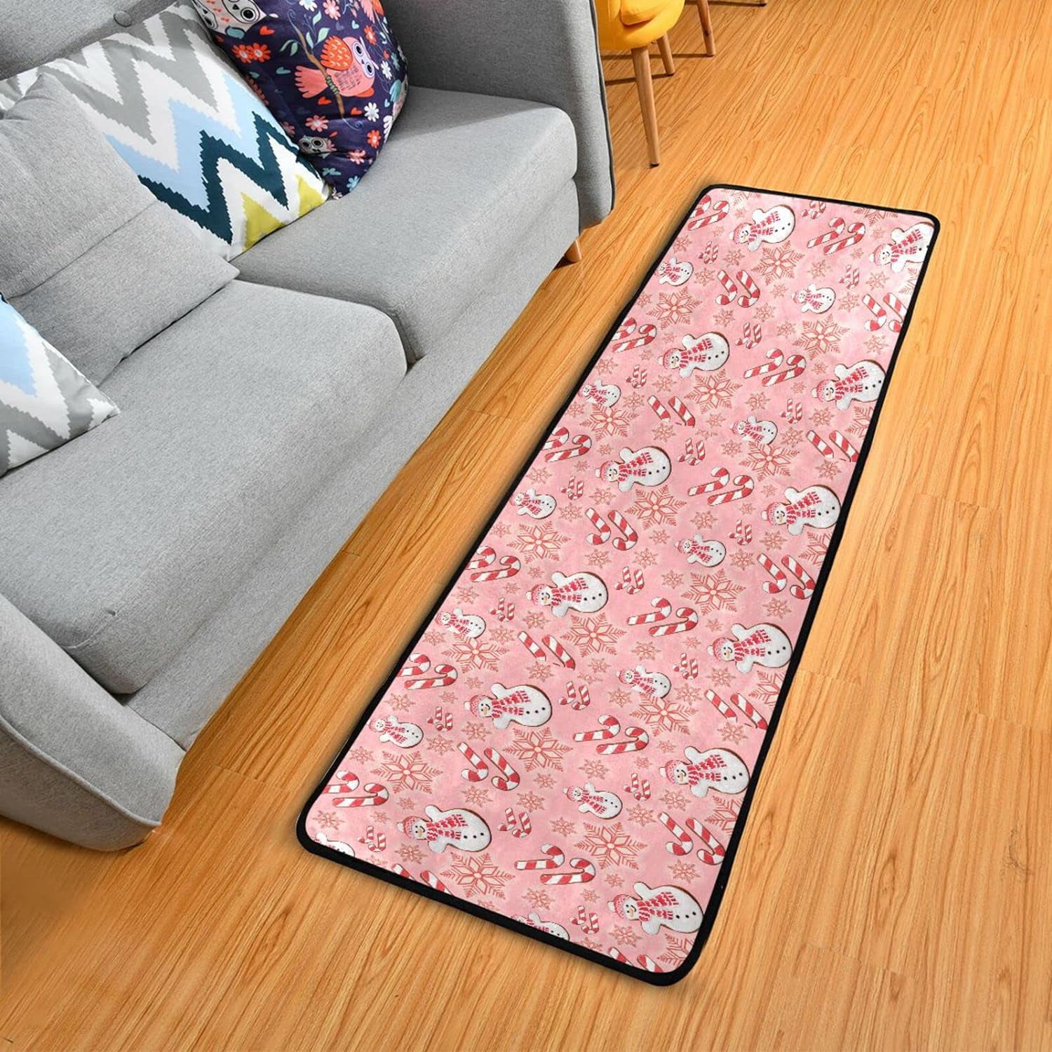 Dreamtimes Christmas Pink Snowman Hallway Runner Rug 2'x6' Kitchen Rug ...