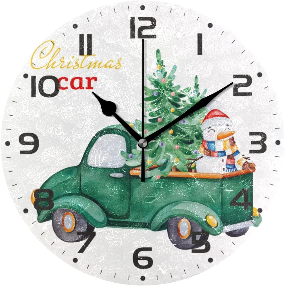 Dreamtimes Christmas Retro Car Wall Clock, 10 Inch Silent Non Ticking ...
