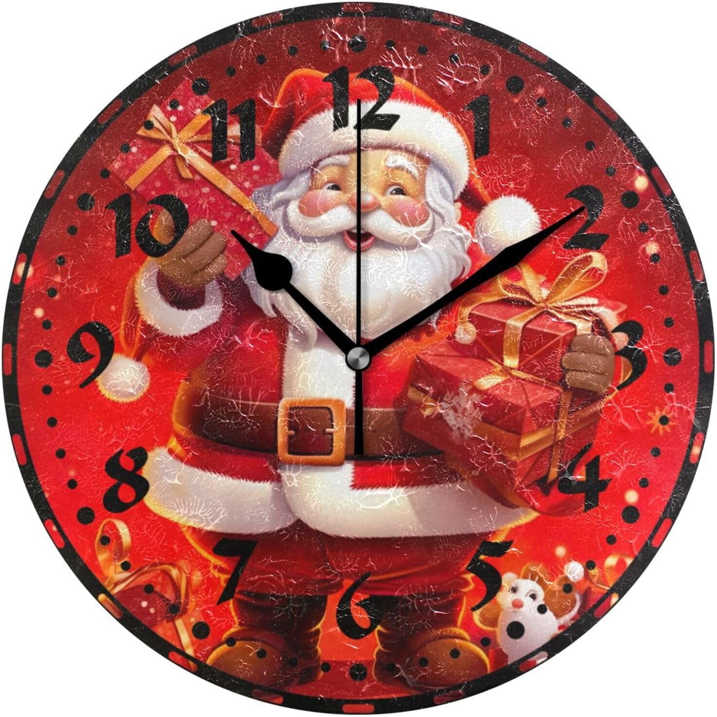 Dreamtimes Christmas Santa Claus Wall Clock, Silent Non Ticking 10 Inch ...