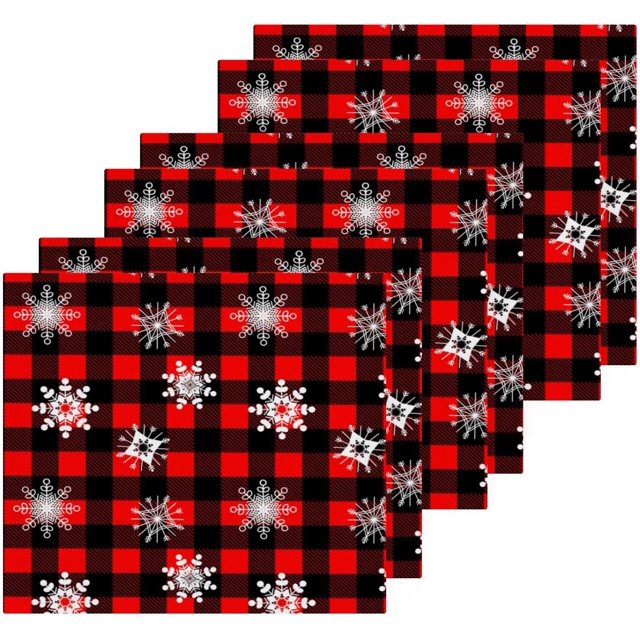 Dreamtimes Christmas Snowflake Plaid Washcloths Set Of 6 Highly