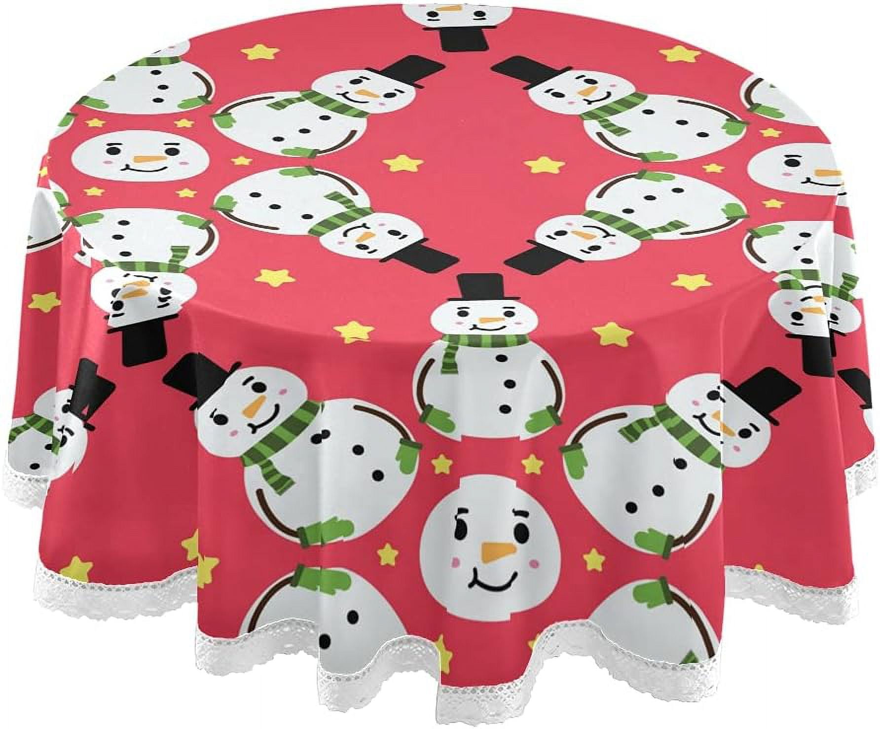 Dreamtimes Christmas Snowman Round Tablecloth 60", Waterproof Stain and ...
