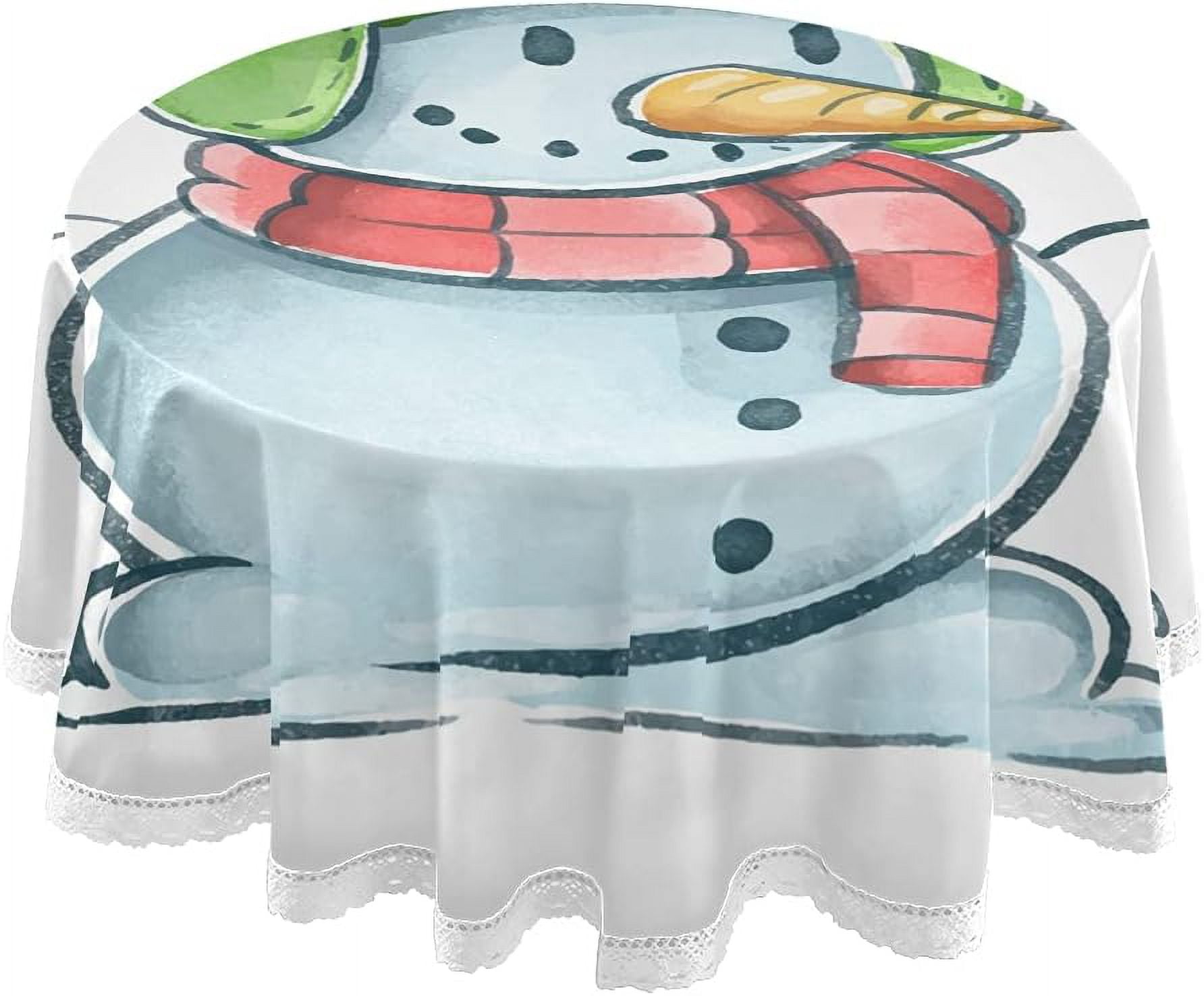 Dreamtimes Christmas Snowman Round Tablecloth 60", Waterproof Stain and ...