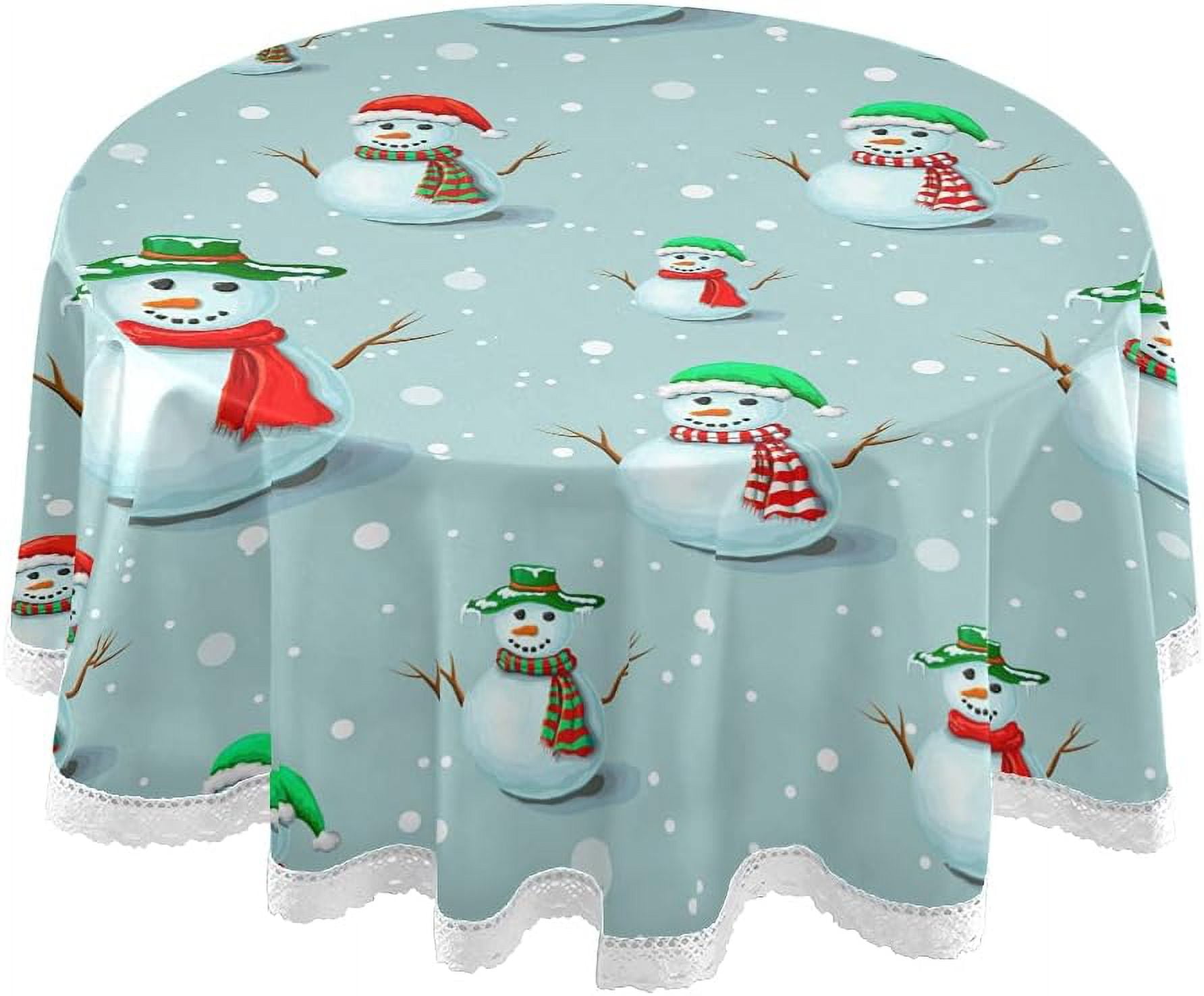 Dreamtimes Christmas Snowman Round Tablecloth 60", Waterproof Stain and ...