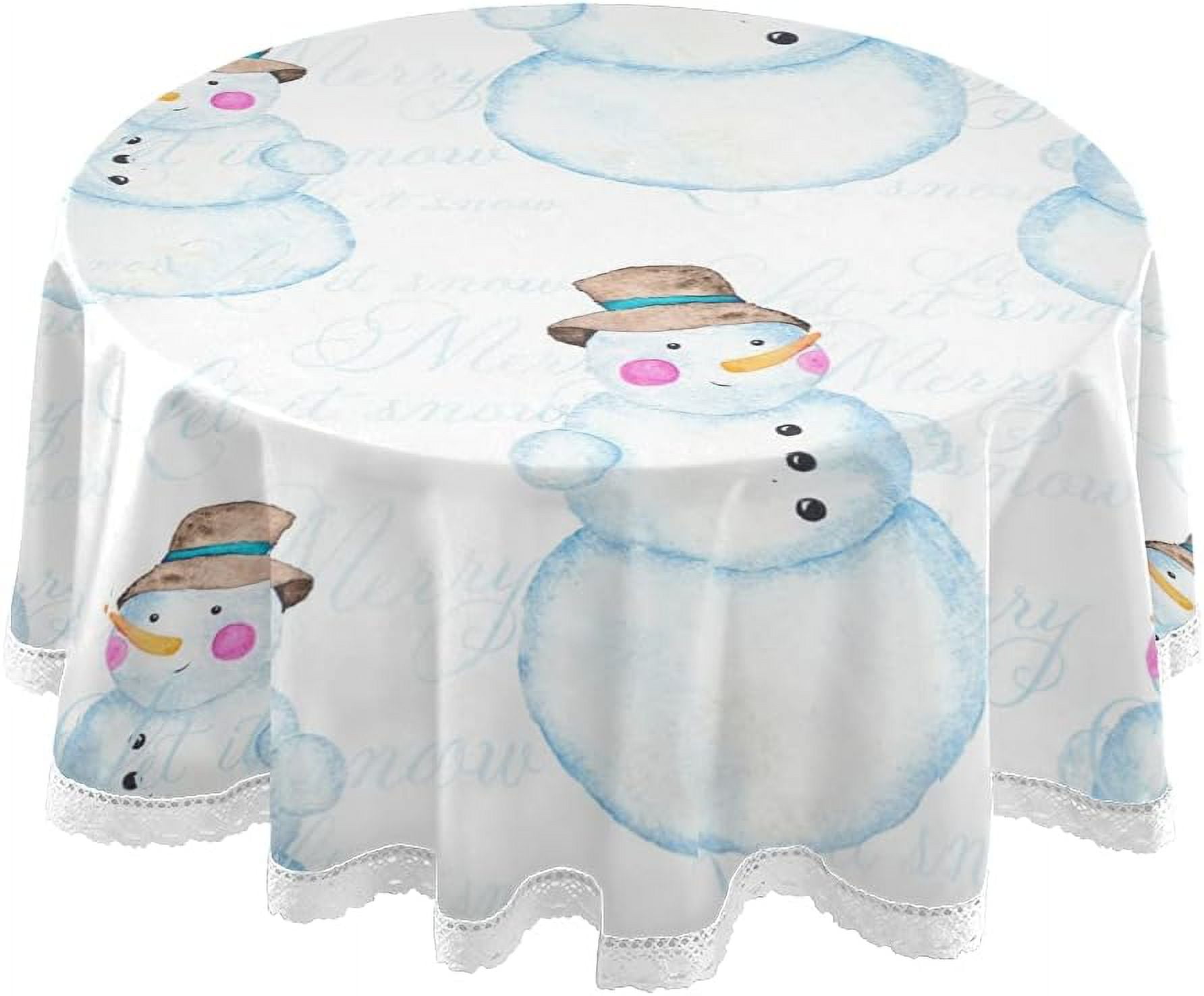 Dreamtimes Christmas Snowman Round Tablecloth 60", Waterproof Stain and ...