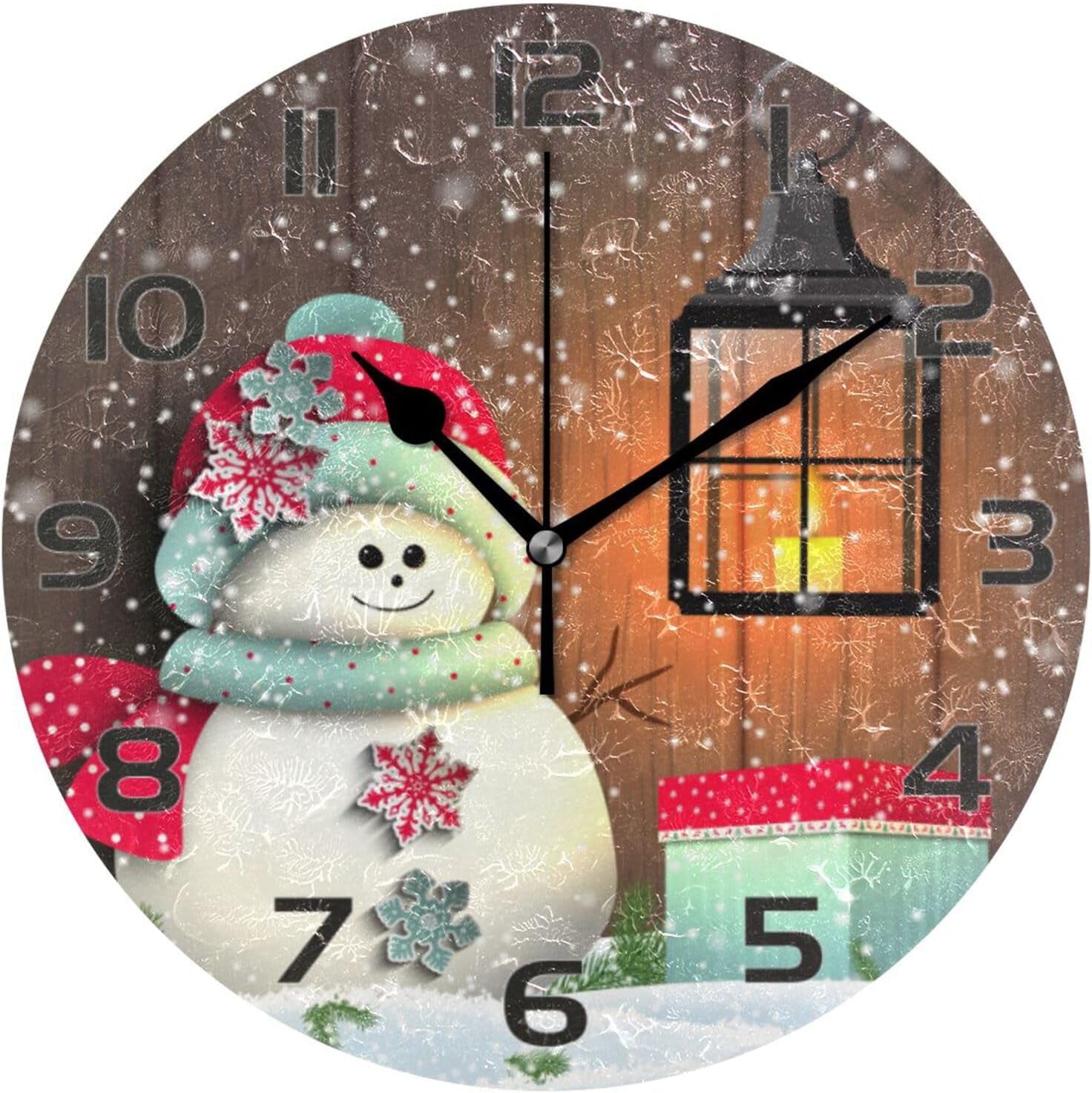 Dreamtimes Christmas Snowman Wall Clock, Silent Non Ticking Battery ...