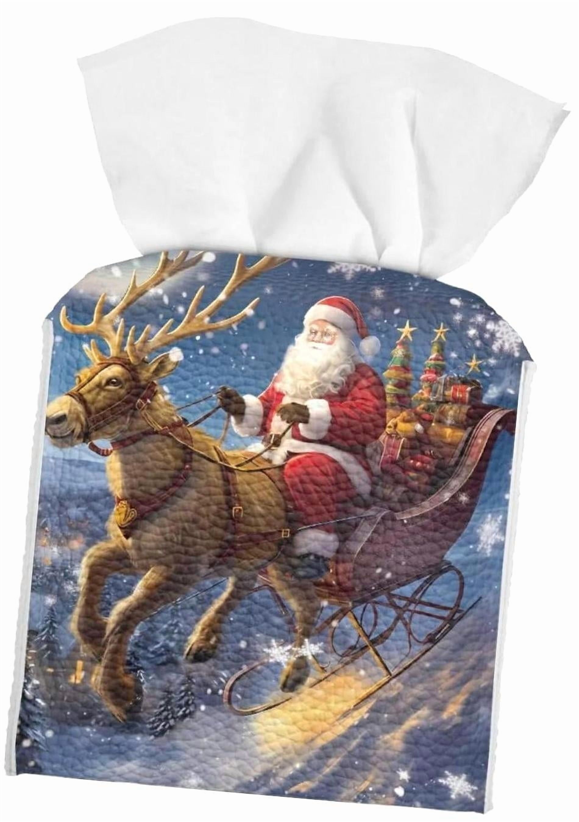 Dreamtimes Christmas Tissue Box Cover Square, Santa Claus Deer Print ...