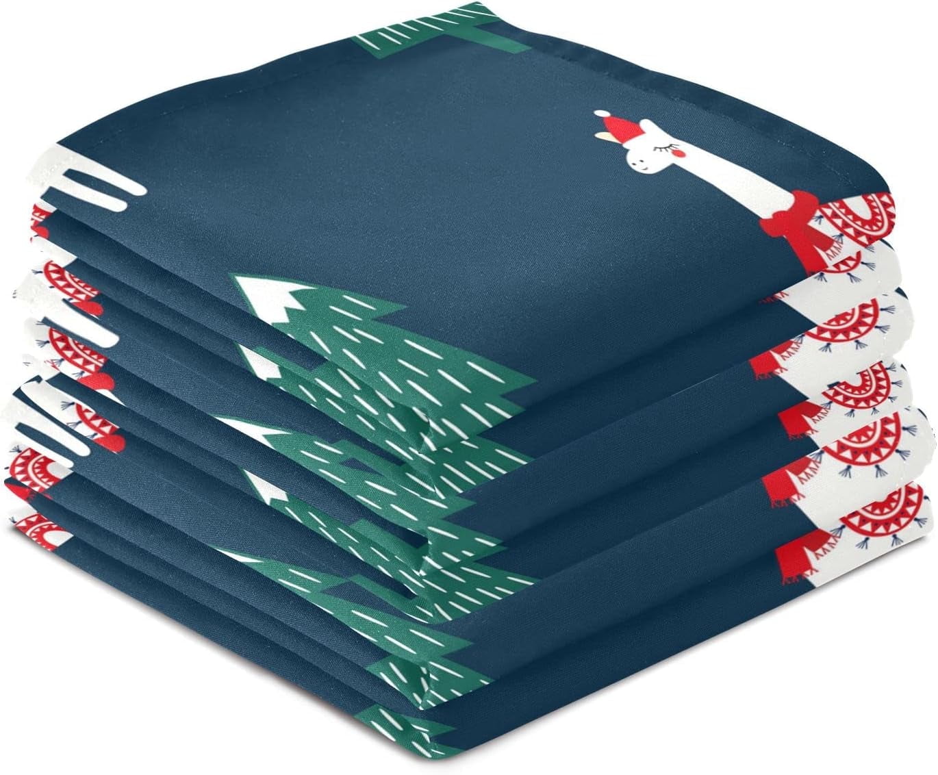 Dreamtimes Christmas Tree and Cute Lama Kitchen Towels Set of 6 ...