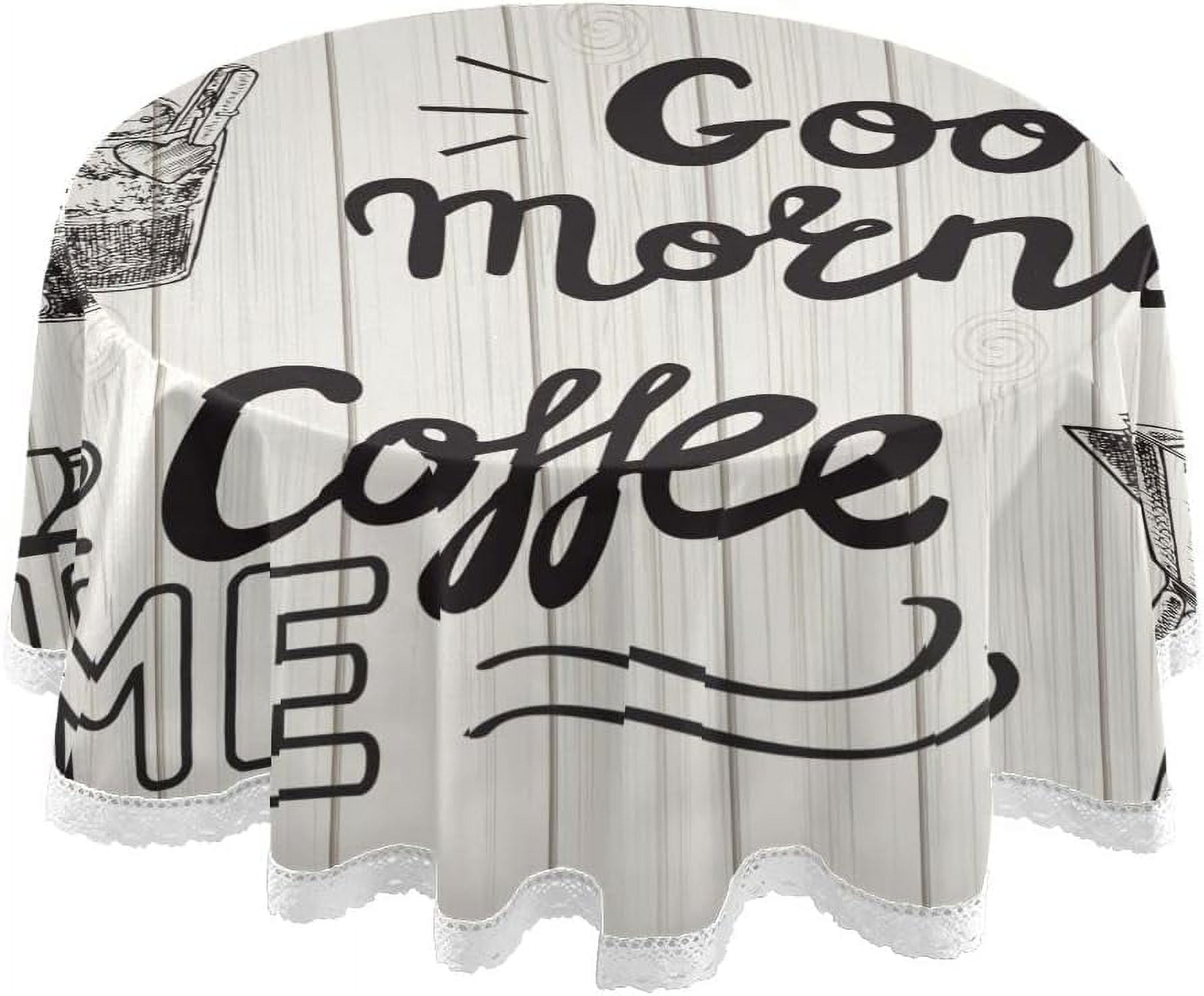 Dreamtimes Coffee Round Tablecloth 60", Waterproof Tablecloth Stain ...
