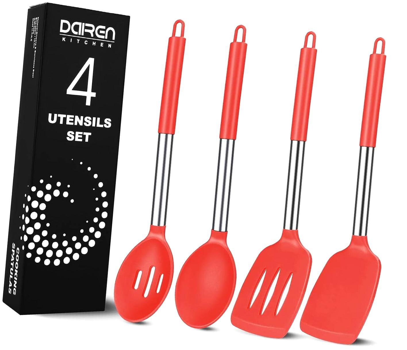 Dreamtimes Collection of 4 Large Silicone Cooking Spatulas and Spoons ...